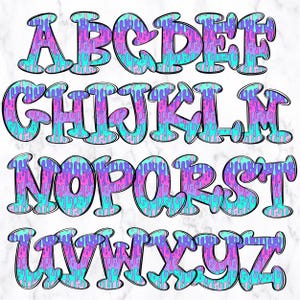 Pastel Drip Doodle Alphabet Letters PNG Bundle, Alphabet Clipart, Cute ...