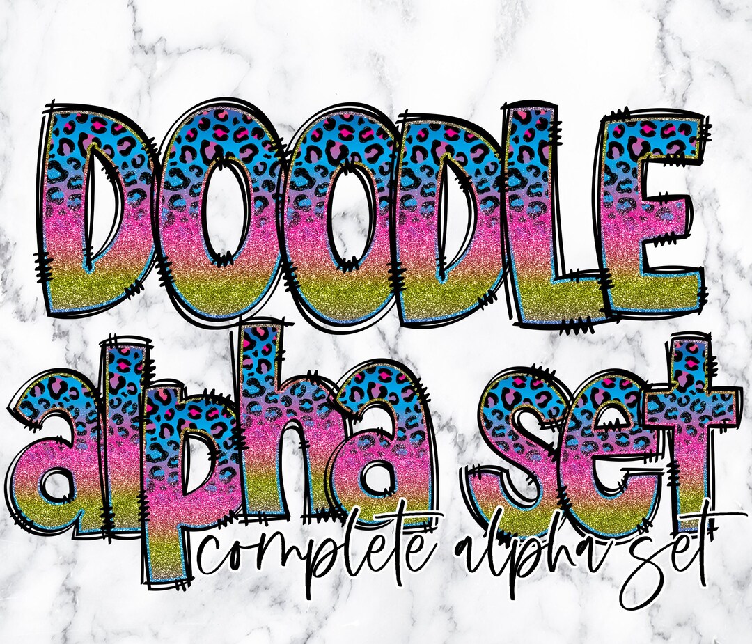 Leopard Print Doodle Alphabet Letters PNG Bundle, Alphabet Clipart ...
