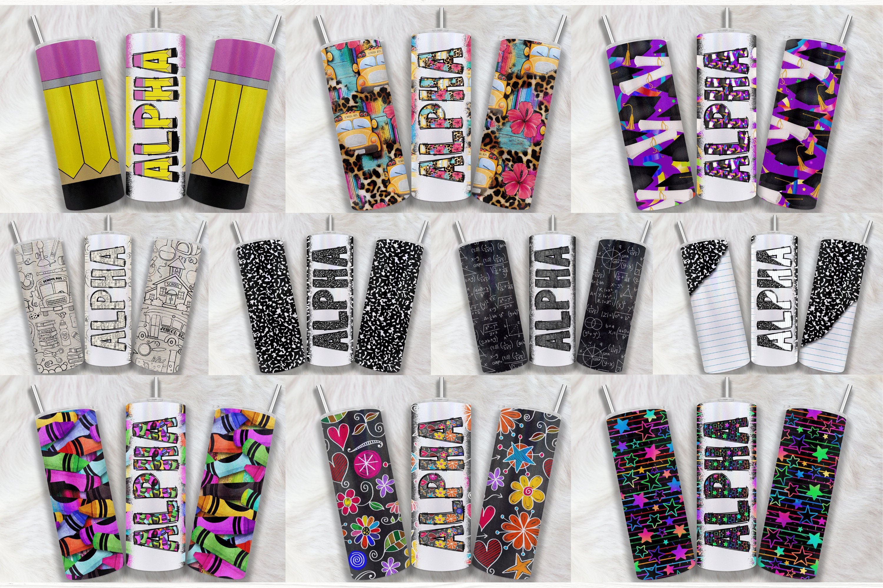 Doodle Letters Alpha Bundle With Matching 20oz Tumbler Wrap - Etsy