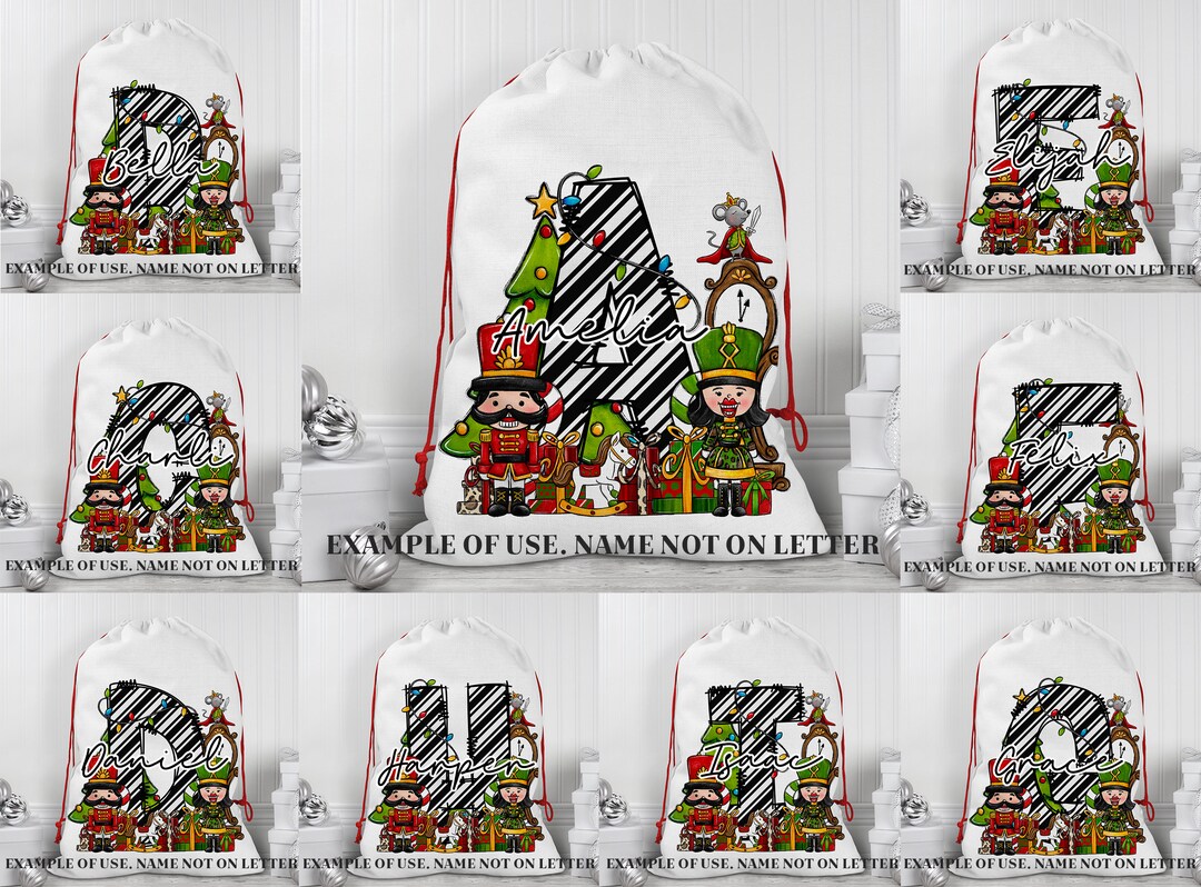 Custom Christmas Letter Santa Sack Doodle Letters, Santa Stocking ...