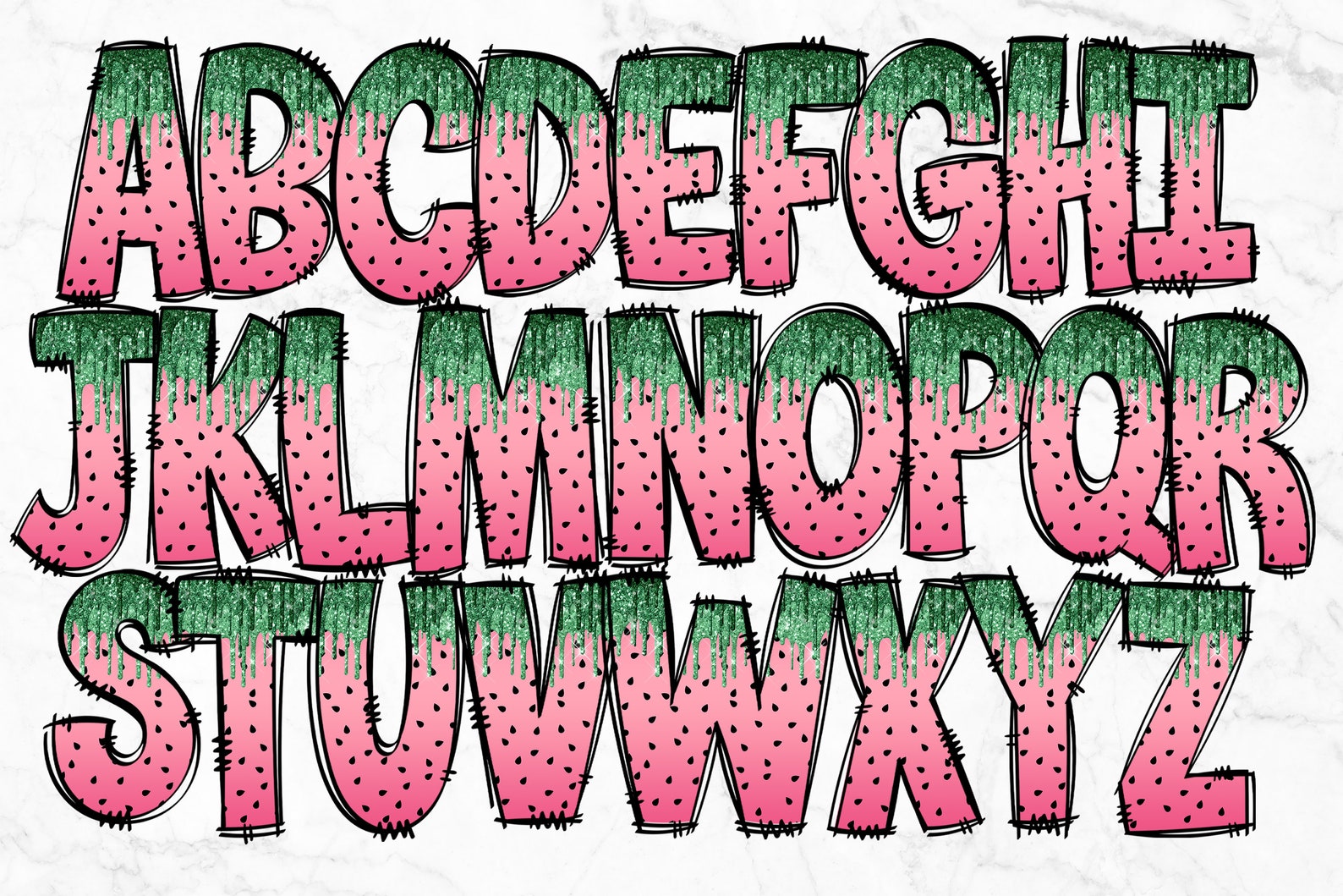 Watermelon Alphabet Letters PNG Bundle Alphabet Clipart - Etsy