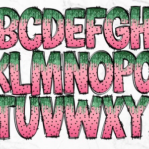 Watermelon Alphabet Letters PNG Bundle, Alphabet Clipart, Watermelon ...