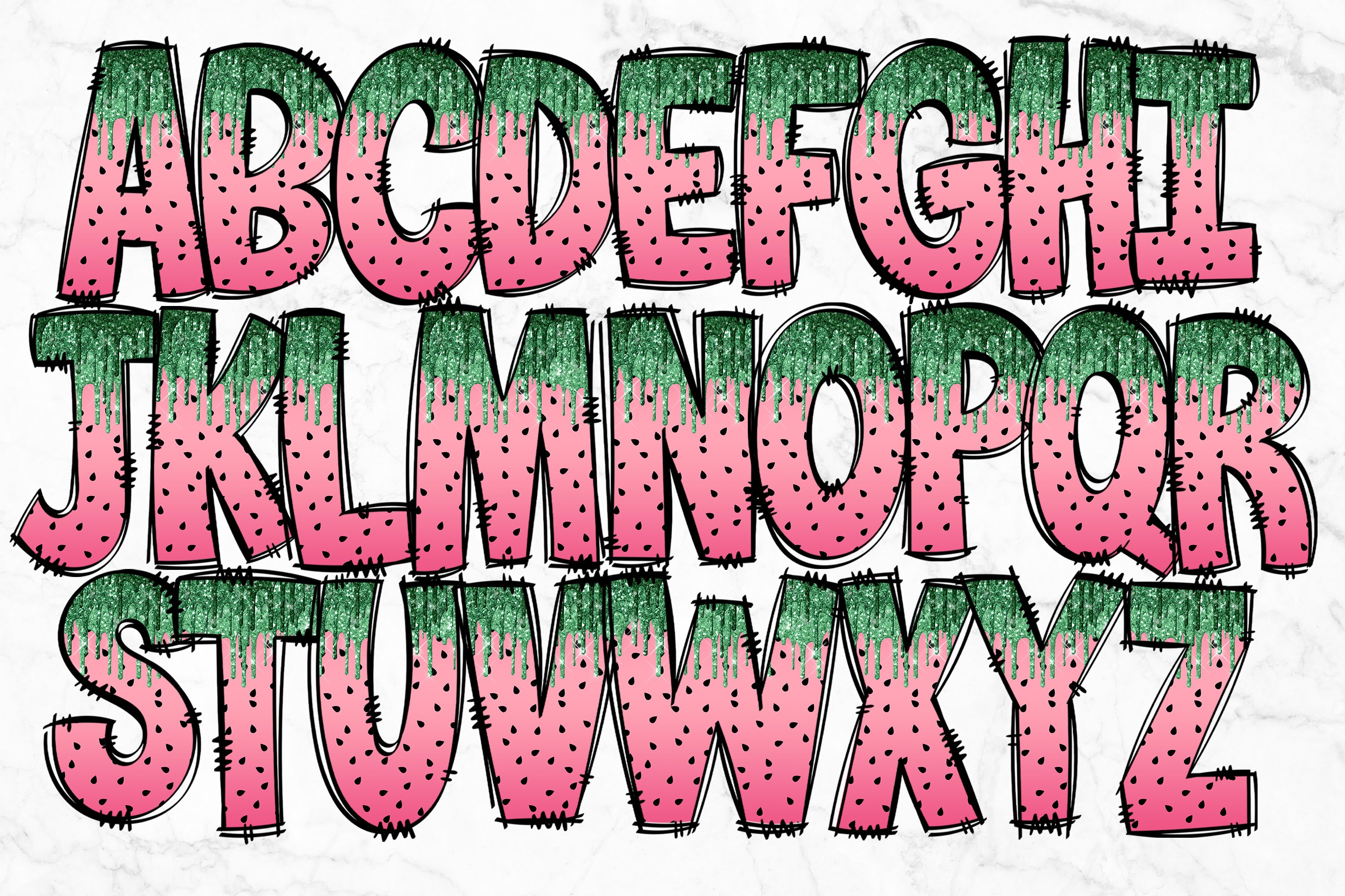 Watermelon Alphabet Letters PNG Bundle, Alphabet Clipart, Watermelon ...