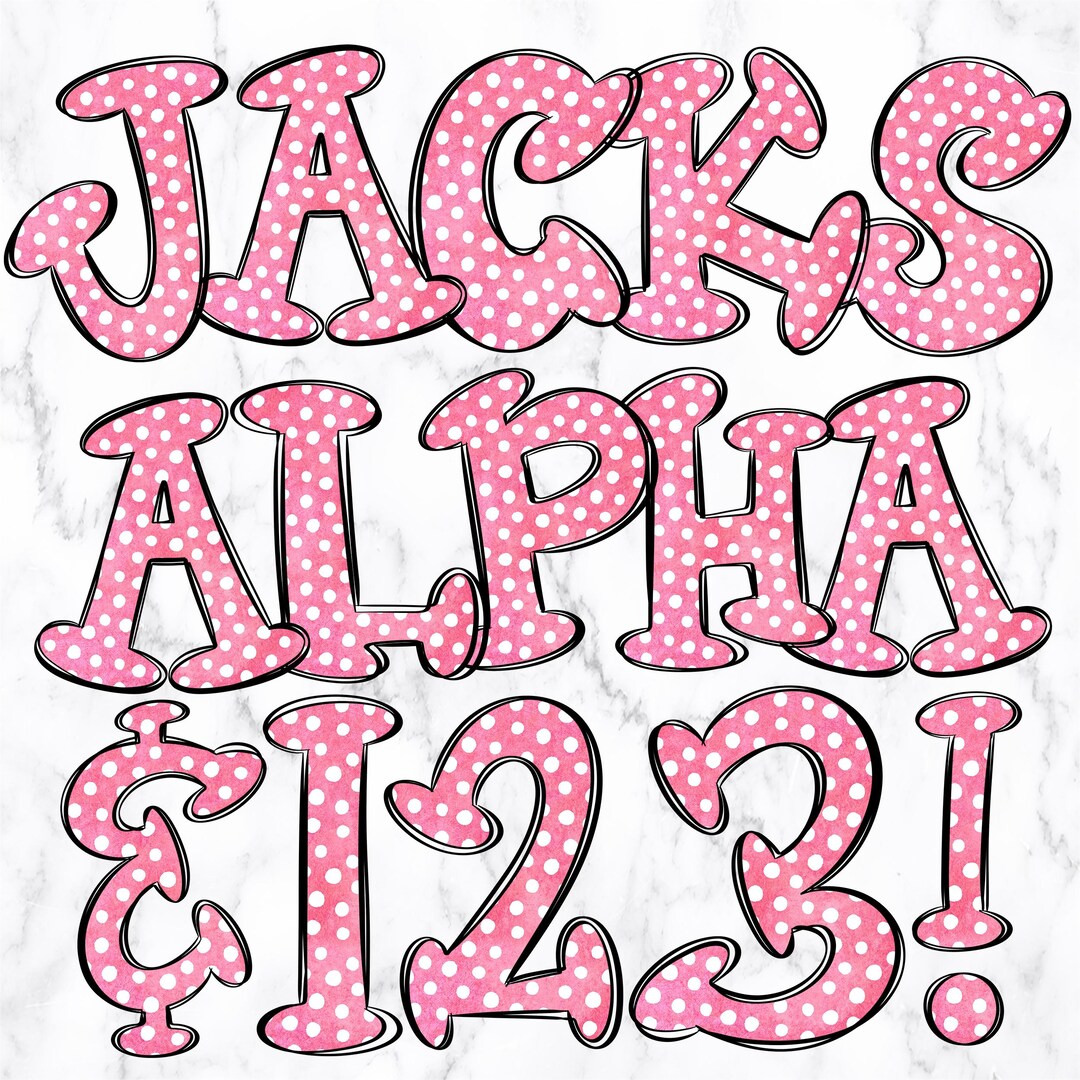 Pink Dots Doodle Alphabet Letters PNG Bundle, Alphabet Clipart, Cute ...