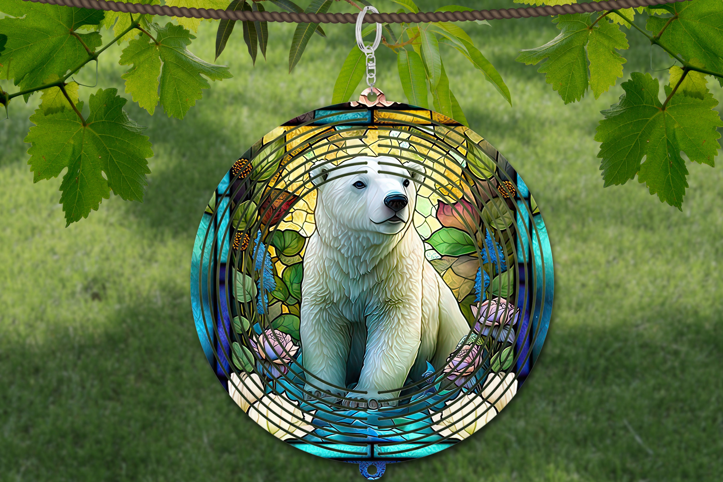 Polar Bear Wind Spinner Stained Glass Sublimation Design - Etsy