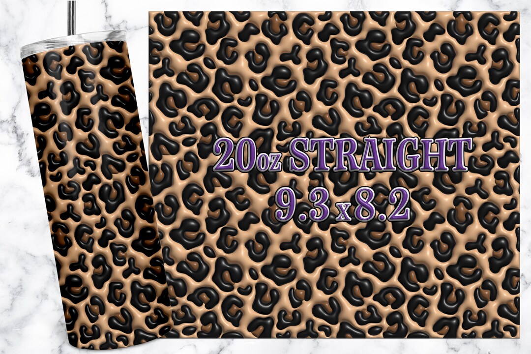 Leopard Print 3D Inflated 20oz Skinny Tumbler, 3D Bubble Puff ...