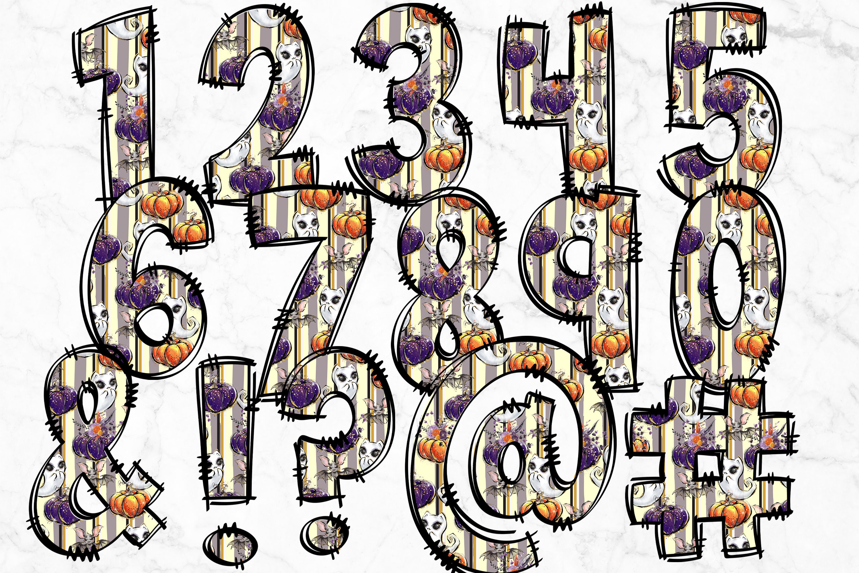 Halloween Doodle Alphabet PNG Alphabet Letters PNG Bundle - Etsy