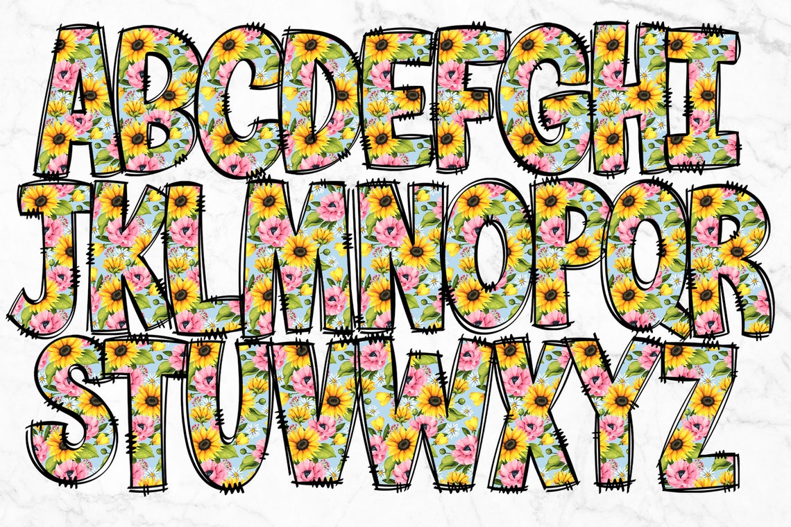 Floral Alphabet Letters PNG Bundle Alphabet Clipart Floral - Etsy