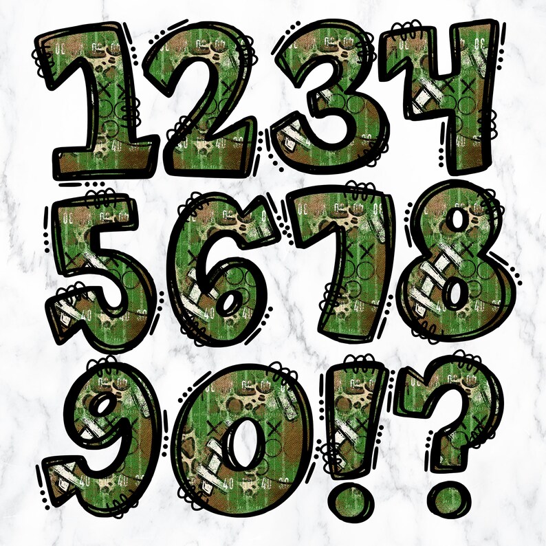 Football Doodle Letters PNG Bundle, Alphabet Clipart, Leopard Print ...