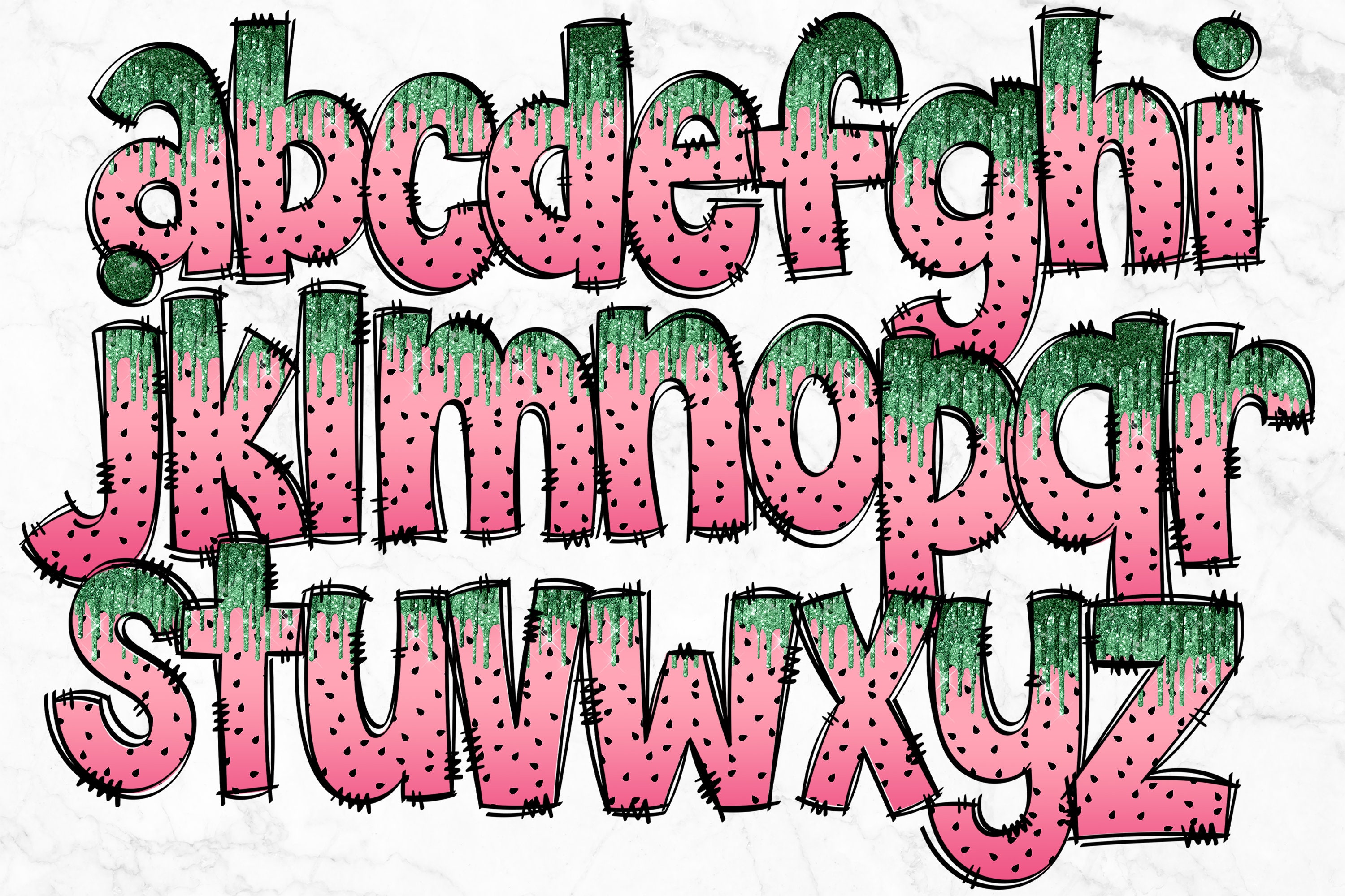 Watermelon Alphabet Letters PNG Bundle, Alphabet Clipart, Watermelon ...