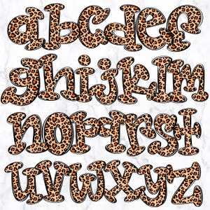 Pastel Leopard Print Doodle Alphabet Letters PNG Bundle, Alphabet ...