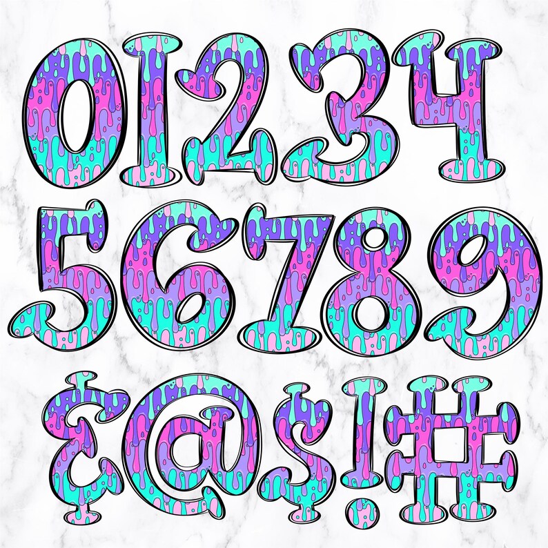 Pastel Drip Doodle Alphabet Letters PNG Bundle, Alphabet Clipart, Cute ...
