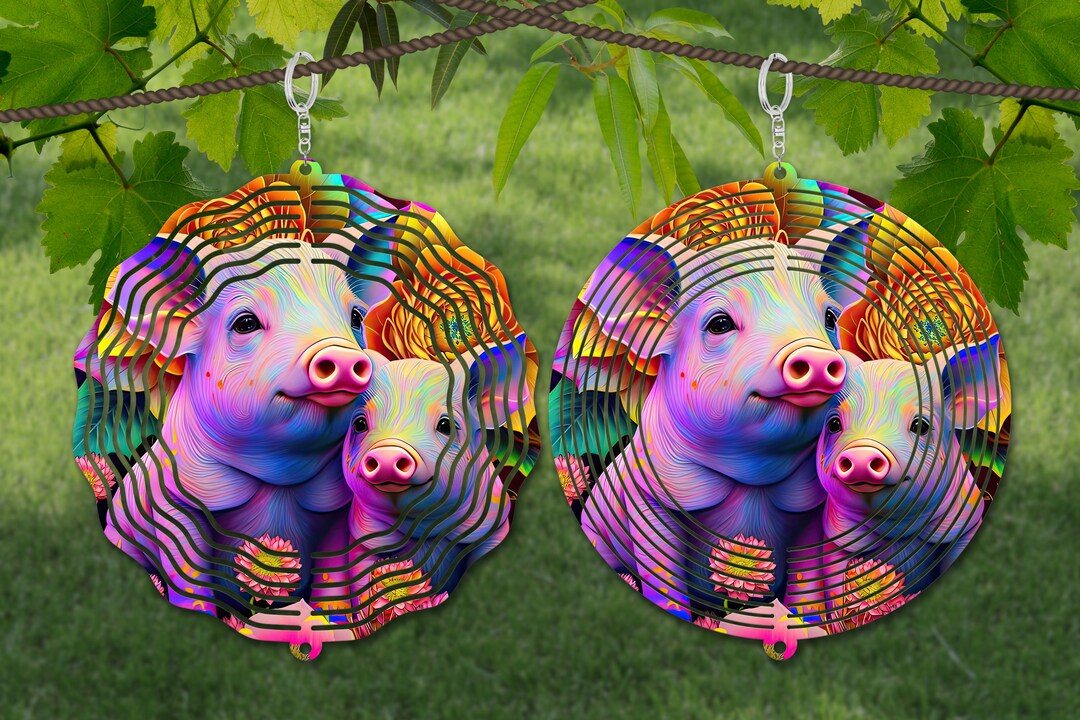 Pig Wind Spinner Watercolor Sublimation Design Template, Wind Spinner ...