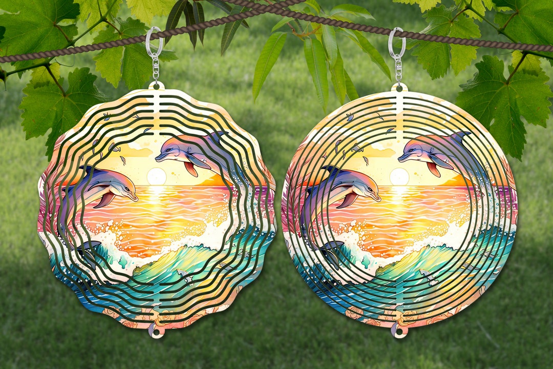 Dolphin Wind Spinner Watercolor Sublimation Design Template, Wind ...