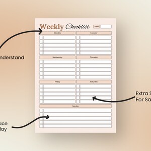 Editable Weekly Checklist Printable Planner Pdf, Weekly Routine ...