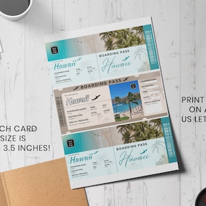 Printable Hawaii Surprise Trip Gift Ticket Template, Printable and ...
