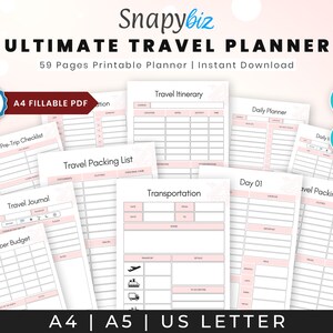 Ultimate Travel Planner, Travel Printable Tracker, Digital Travel Planner, Vacation Digital ...