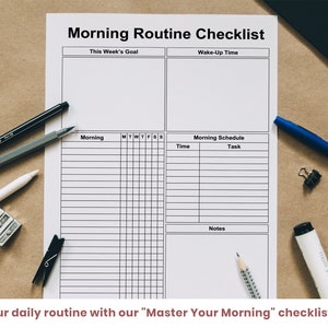 Fillable Printable Morning Routine Checklist, Printable Daily Routine ...