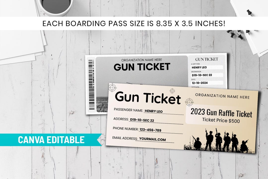 Editable Shooting Range Ticket Printable Template, Editable Canva ...