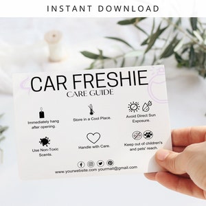 Car Freshie Care Card, Editable Canva Template for Small Business ...