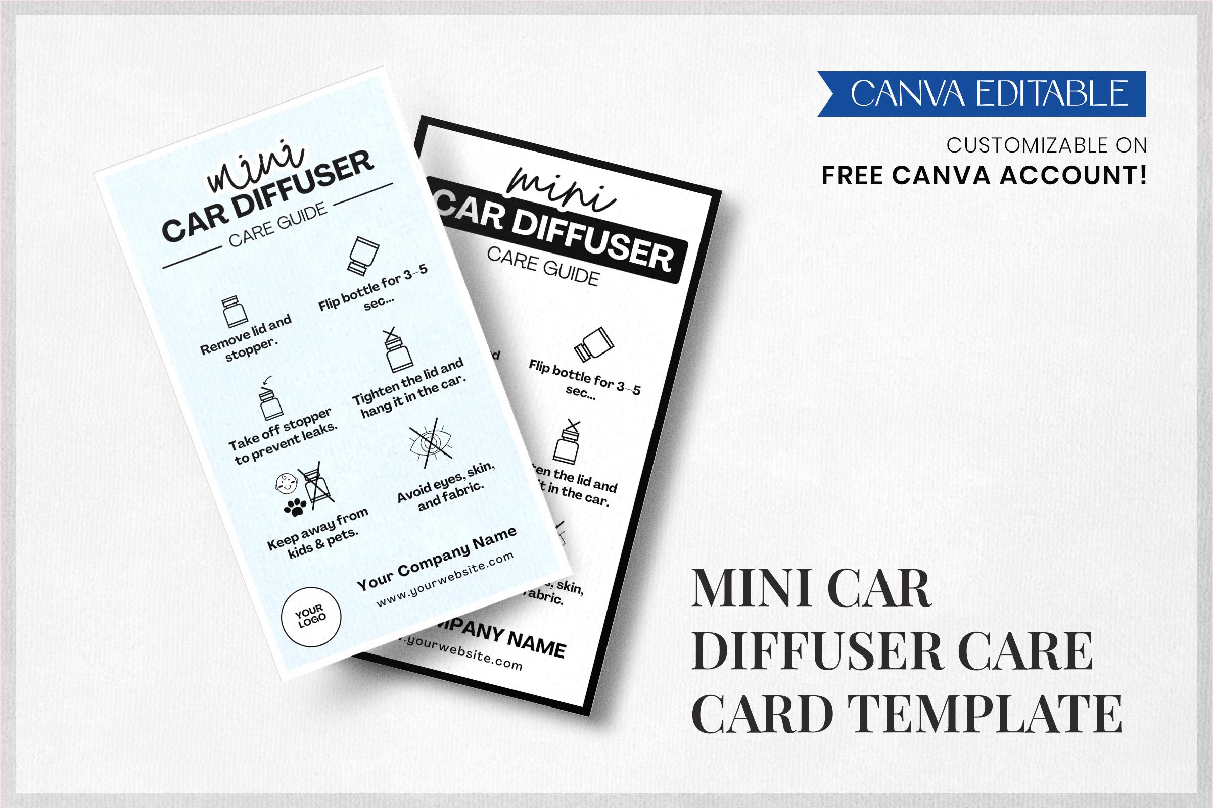 Printable Car Diffuser Care Guide Instructions Card Canva Templates ...