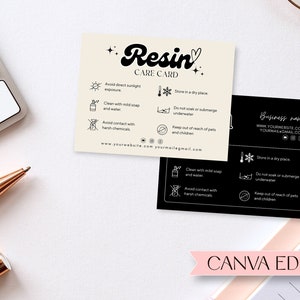 Editable Resin Care Guide Card Template, Customizable Resin Product ...
