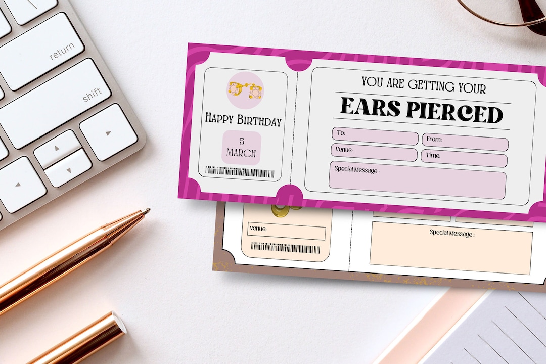 Ear Piercing Gift Certificate, Customizable Boarding Pass Canva ...