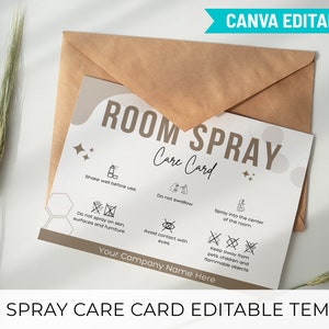 Room Spray Care Card Editable Template Canva DIY Printable Room Spray ...