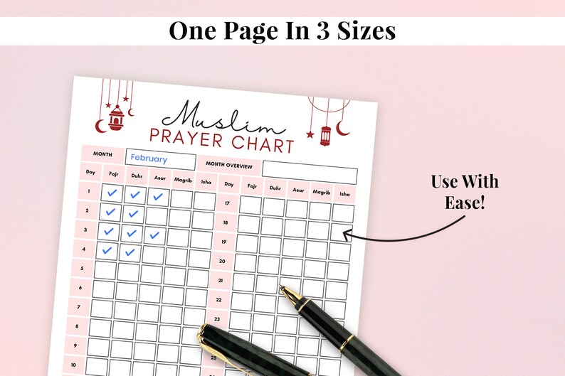 Muslim Prayer Chart Printable, Kids Salah Tracker Digital Download - Etsy