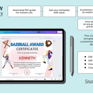 Editable Baseball Award Certificates, Baseball Team Awards, Baseball ...