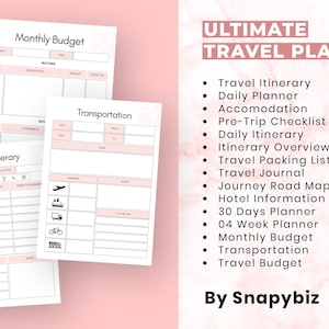 Ultimate Travel Planner, Travel Printable Tracker, Digital Travel ...