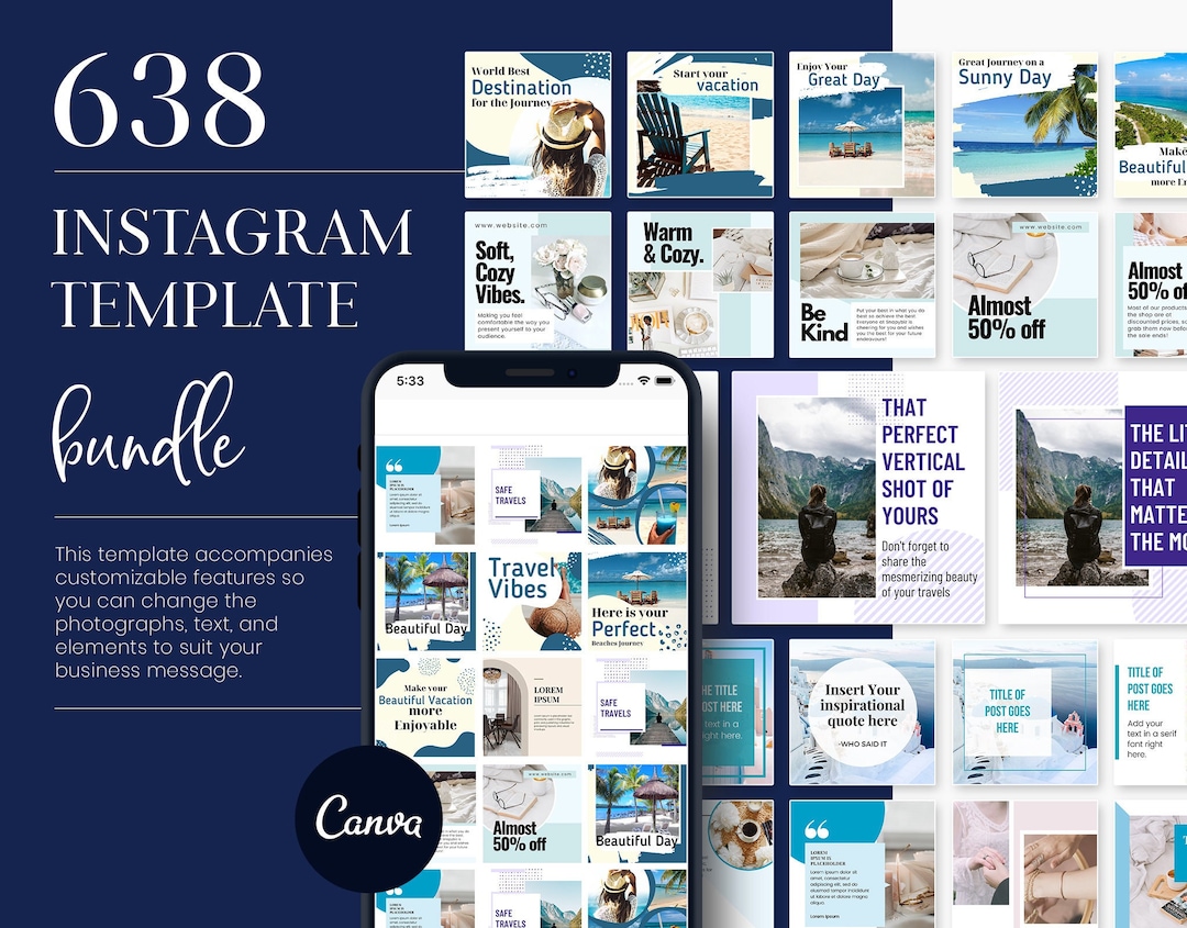 Instagram Social Media Templates Bundle, Editable Instagram Posts ...