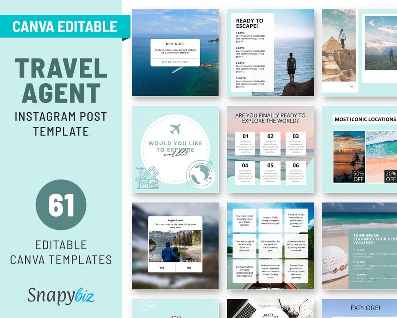 Travel Agent Instagram Template Travel Agent Instagram Posts - Etsy