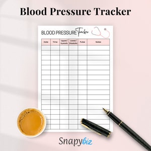 Printable Blood Pressure Health Tracker Log PDF Blood Record Health and ...