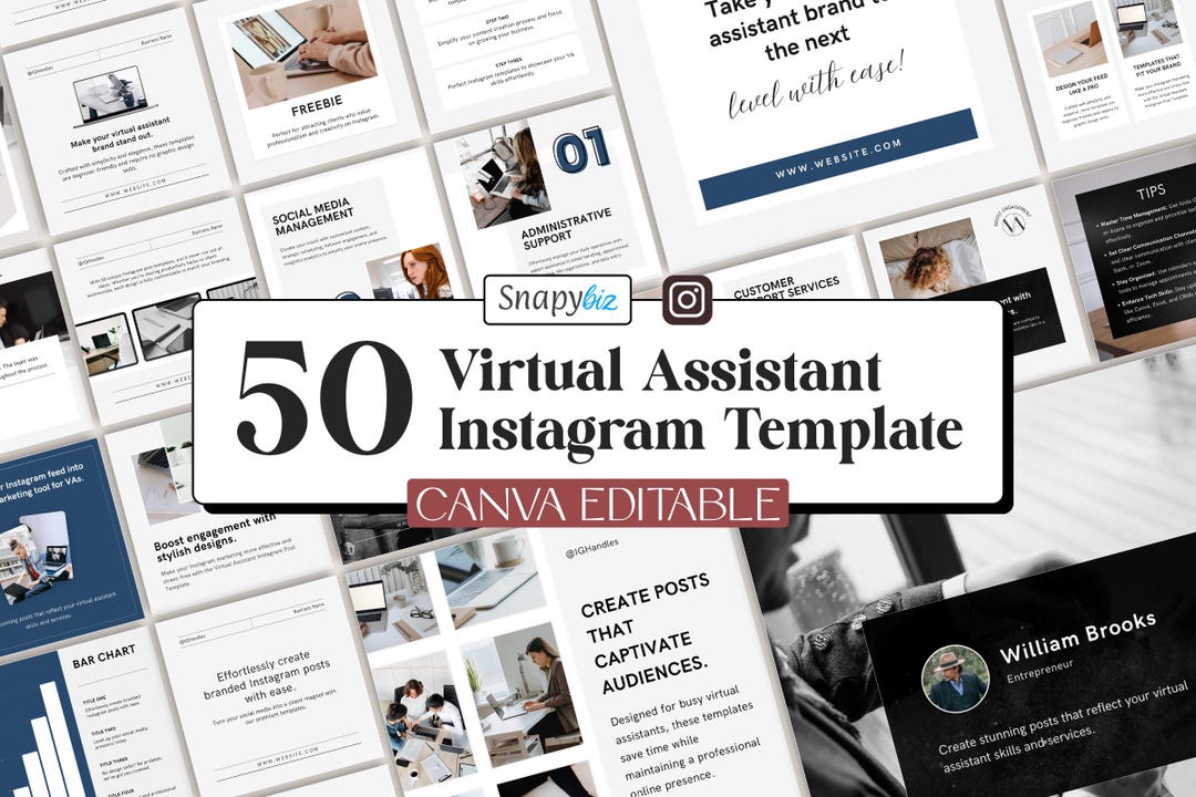 Virtual Assistant Instagram Templates, Editable Canva Social Media ...