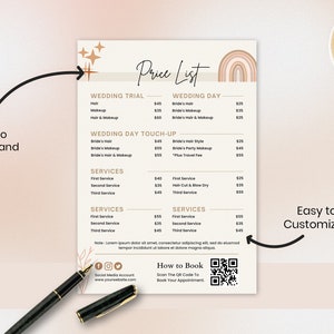 Printable Price List Canva Template Editable Price List Template ...