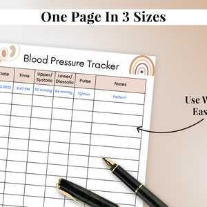 Printable Blood Pressure Health Tracker Log PDF Blood Record Health and ...
