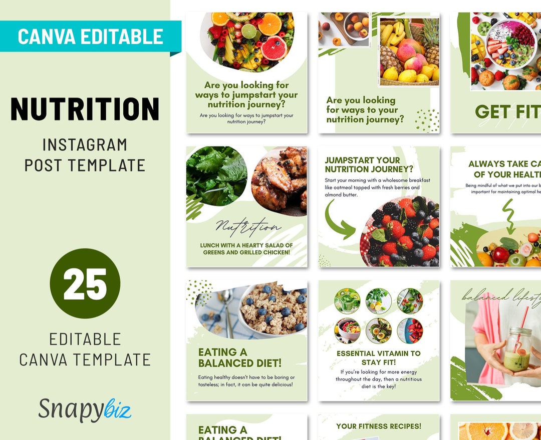 Customizable Nutrition Instagram Post Template, Canva Social Media ...