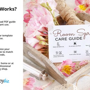 Room Spray Care Card Template, Editable Room Spray Care Instructions ...