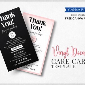 Editable Vinyl Decal Care Guide Card Business Template, Printable Vinyl ...