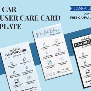 Printable Car Diffuser Care Guide Instructions Card Canva Templates ...