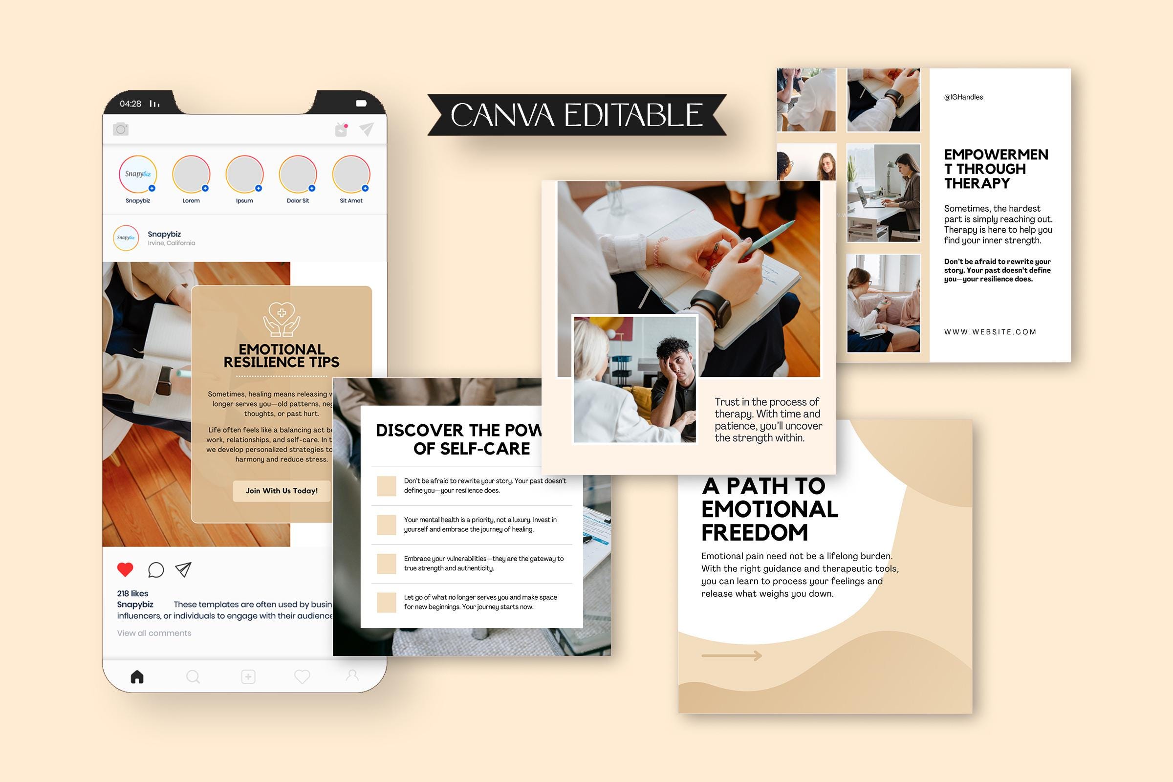 Therapist Instagram Templates, Mental Health Templates, Psychologist ...