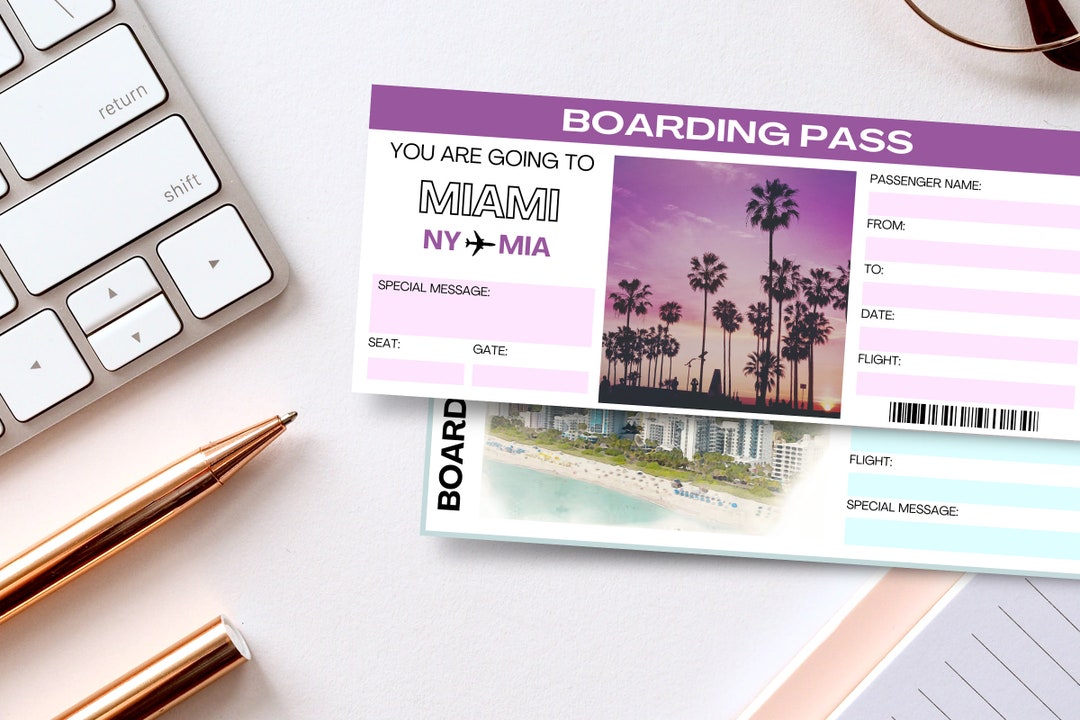 Printable MIAMI Surprise Trip Gift Ticket You're Going to Miami ...