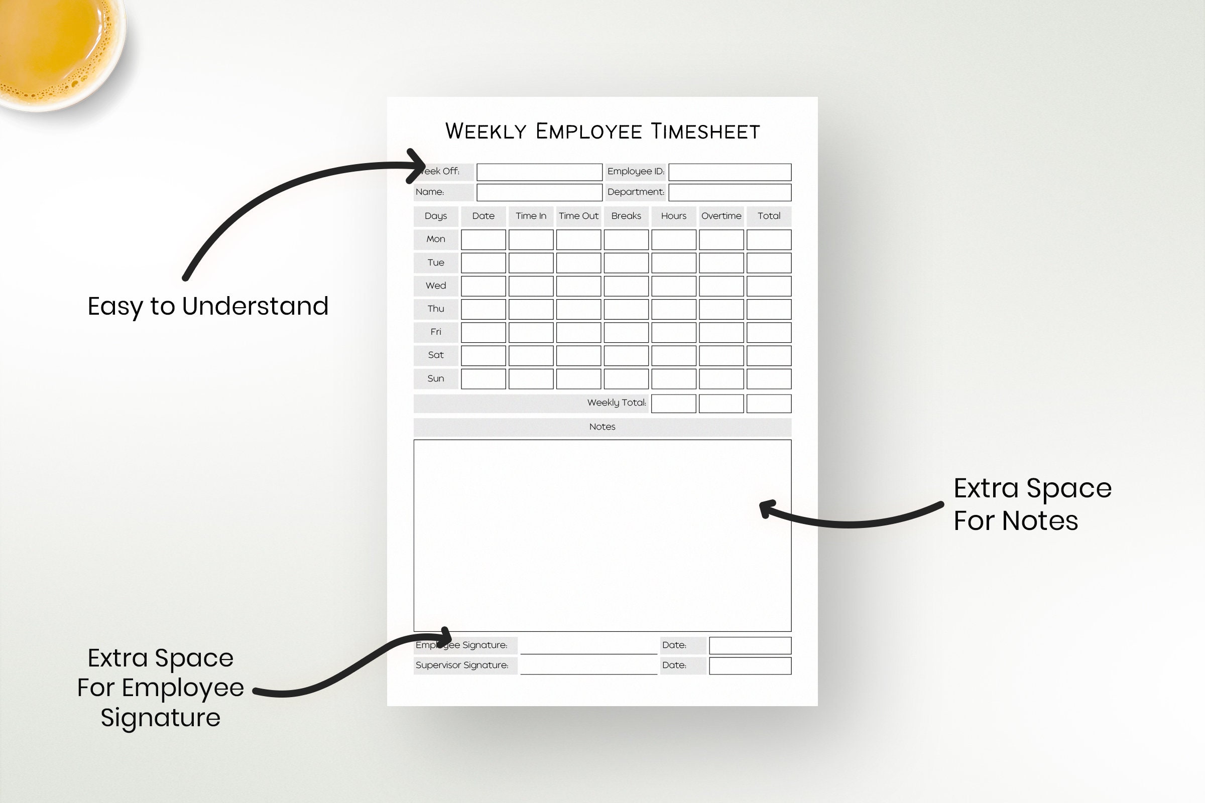Employee Timesheet Printable Timesheet Time Card Time - Etsy UK