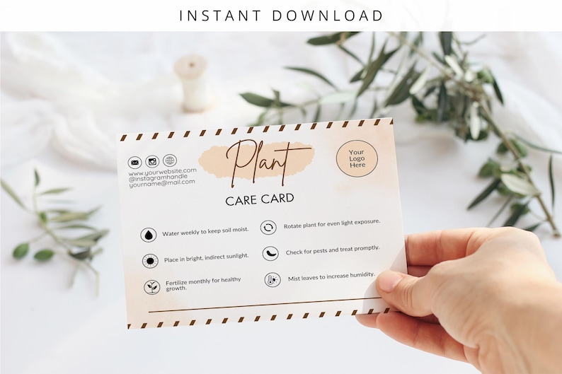 Printable Plant Care Card Template – Personalized Canva Instructions ...