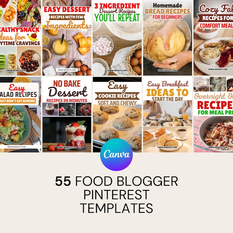 Canva Recipe Pin Template - Etsy