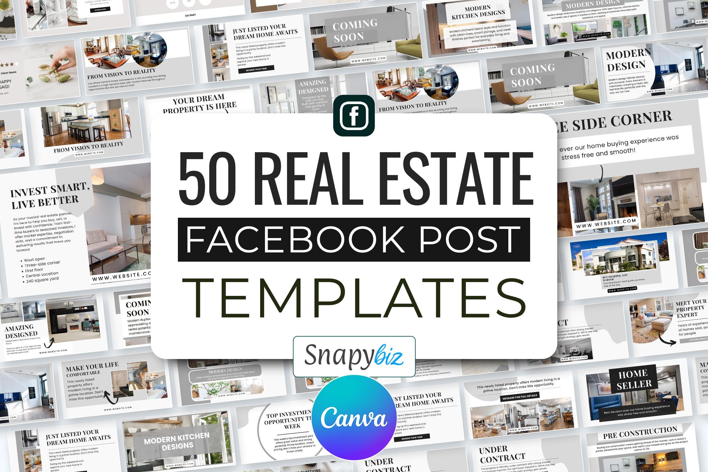 Real Estate Facebook Post Template, Editable Social Media Real Estate ...