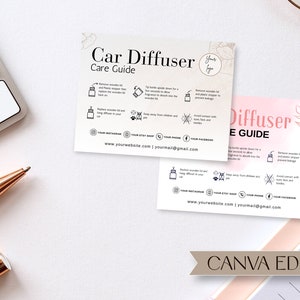 Printable Car Reed Diffuser Care Guide Canva Template, Editable Car ...