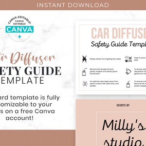 Editable Car Diffuser Safety Guide Template and Instructions, Printable ...