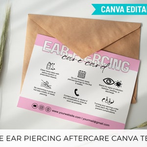 Editable Ear Piercing Care Instructions, Customizable Ear Piercing Care ...